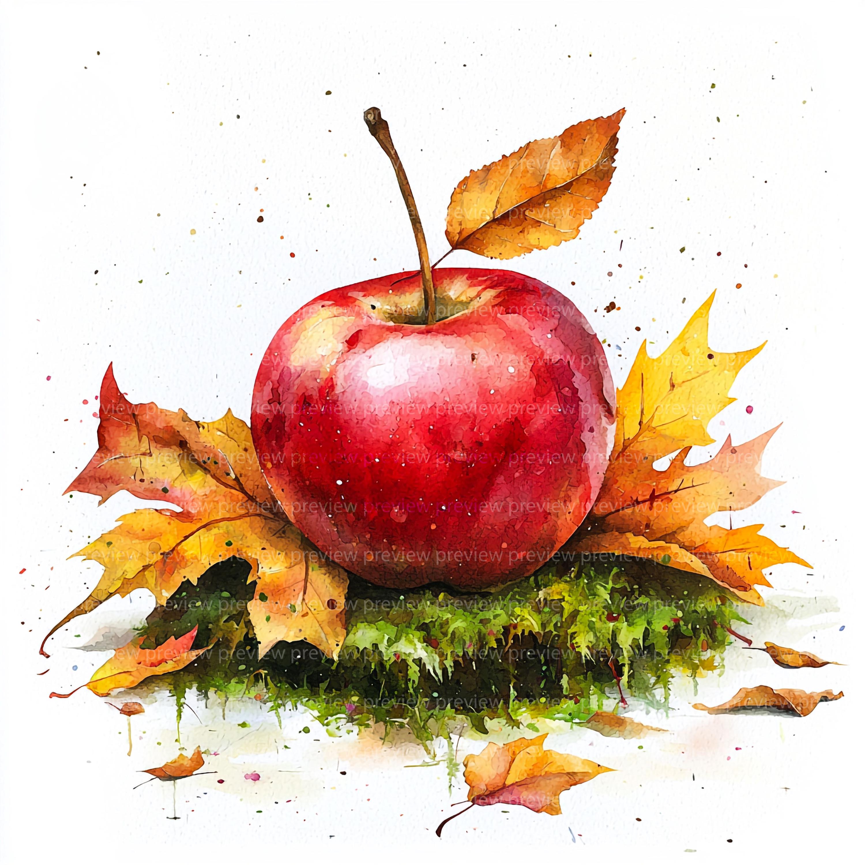12 Autumn Apple Watercolor Clipart | Fall Fruit Botanical Art ...