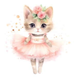 Cute Kitten Clipart in Ballerina Dress 12 High-res Jpgs for Digital ...