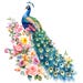 12 Floral Peacock Clipart JPG | Exotic Bird Watercolor Art | Botanical ...