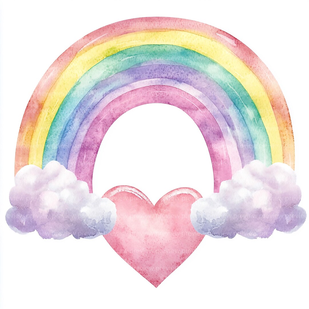 Heart Rainbow Clipart: Pastel Nursery Decor (jpgs, Digital Download ...