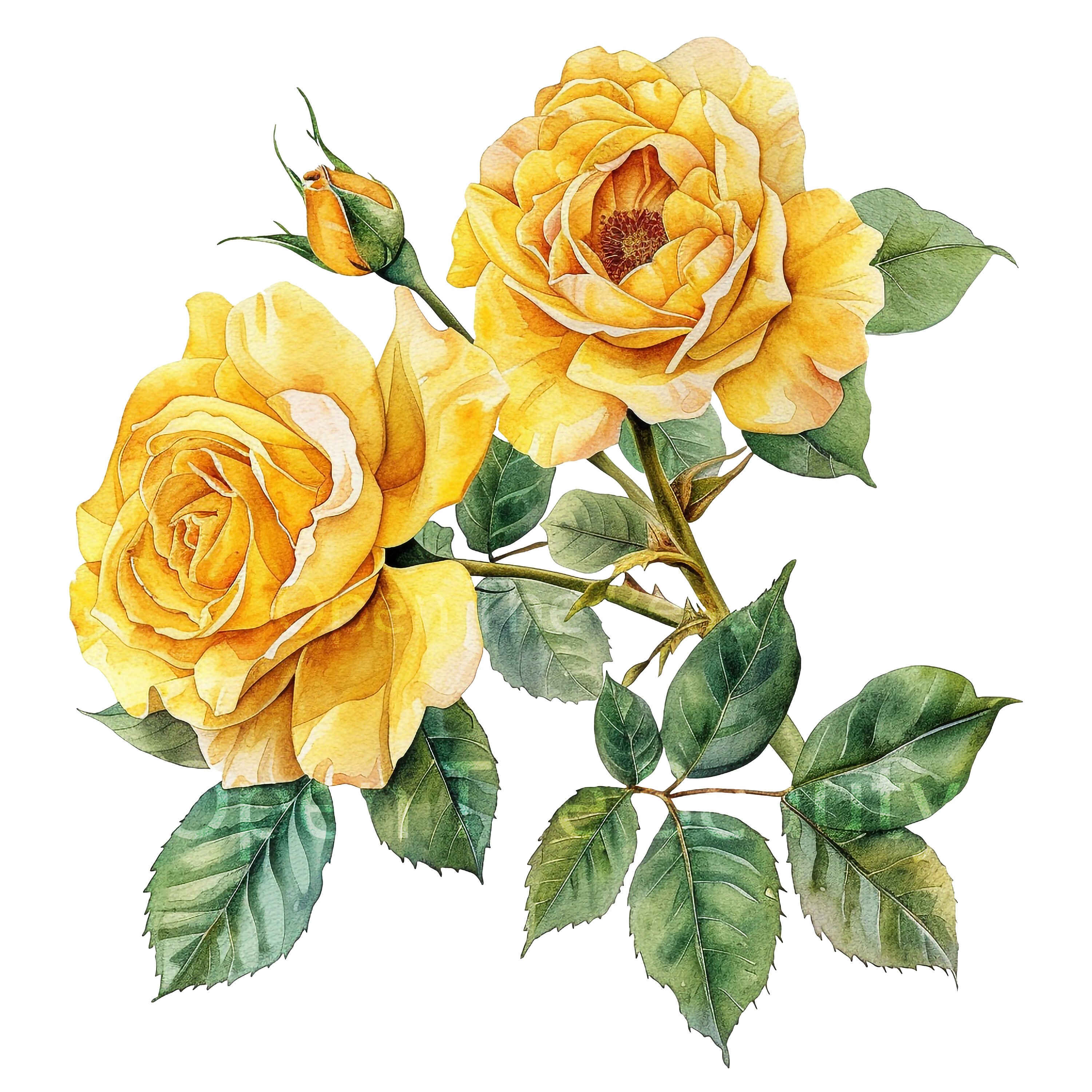Yellow Roses Watercolor Clipart Yellow Roses Clipart Flowers Clipart ...