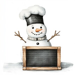 Snowman as Chef With Chalkboard | 16 High Resolution Jpgs for Winter ...