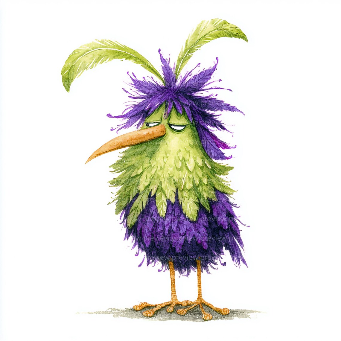 12 Quirky Sleepy Bird Clipart Bundle | Whimsical Cute Avian | Funny ...