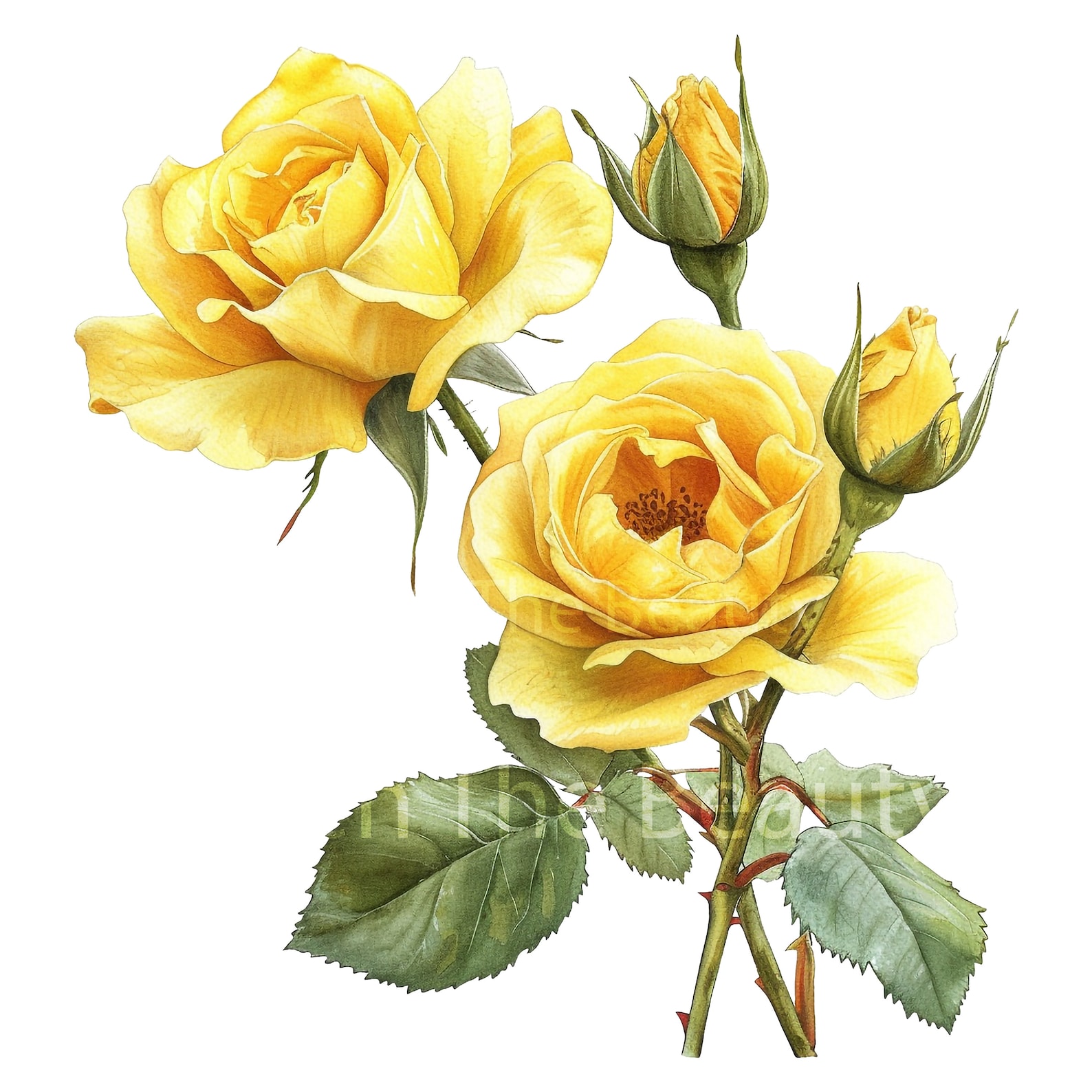 Yellow Roses Watercolor Clipart Yellow Roses Clipart Flowers Clipart ...