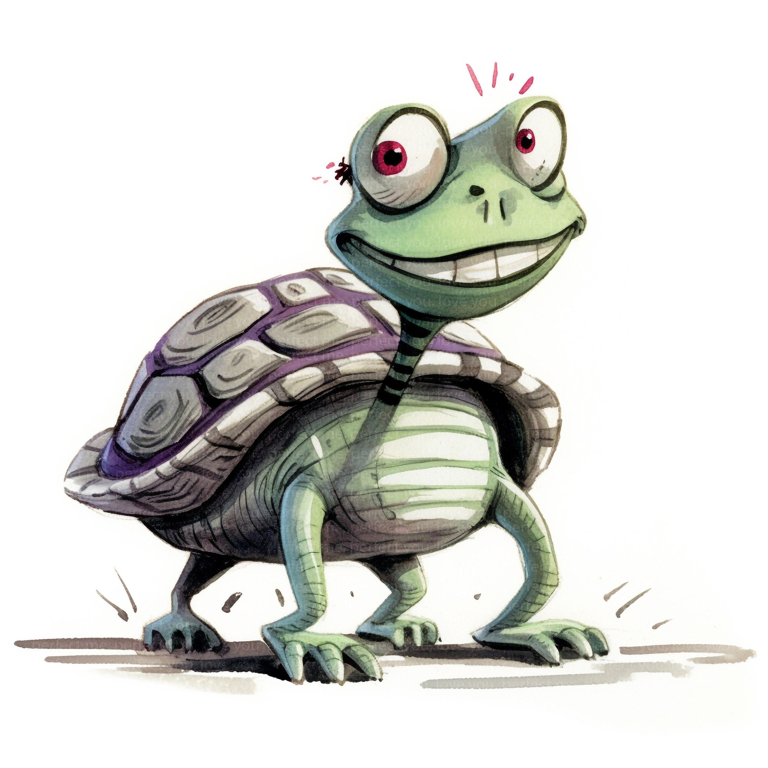 Funny Turtle Clipart: Quirky Animal (jpgs, Digital Download, Commercial ...