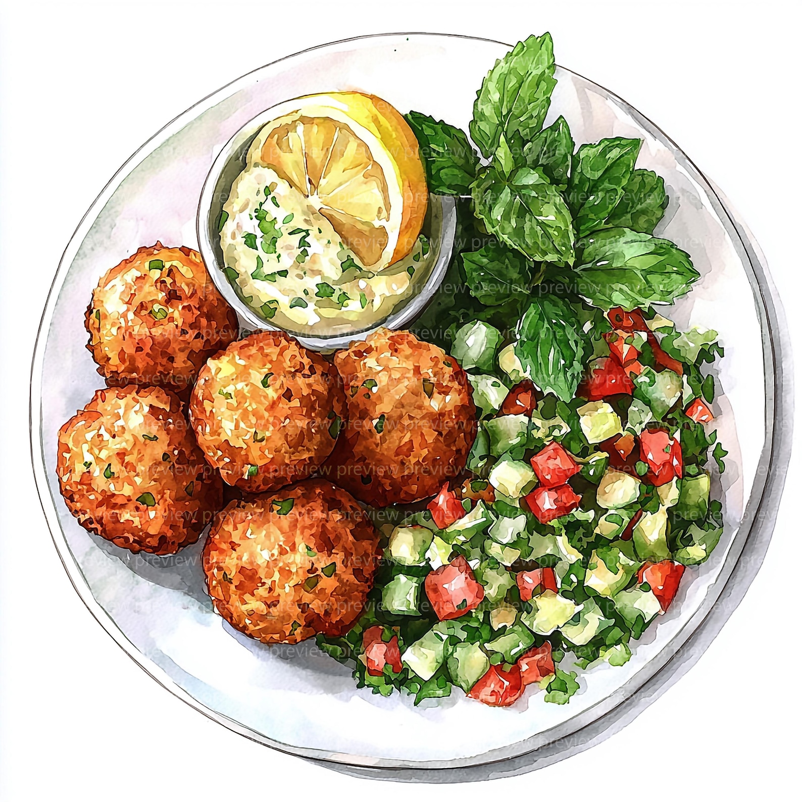 Arabian Food Clipart: Middle East Cuisine, Watercolor Art (12 Jpgs ...