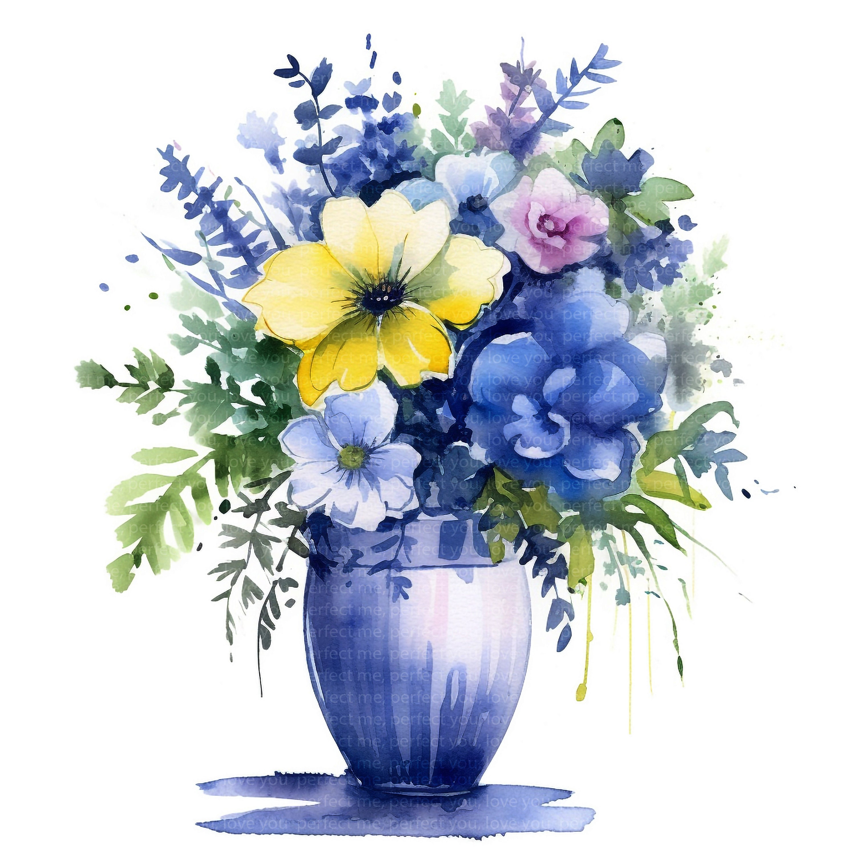 12 Flowers in Vase Clipart, Flowers Bouquet, Flowers Clipart, High ...