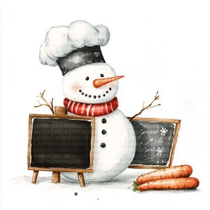 Snowman as Chef With Chalkboard | 16 High Resolution Jpgs for Winter ...