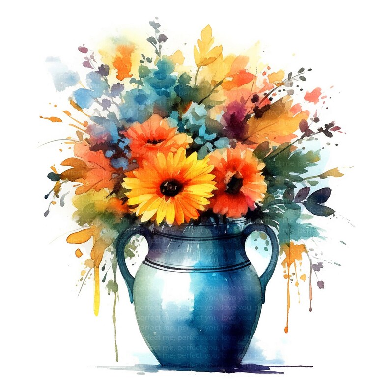 12 Flowers in Vase Clipart, Flowers Bouquet, Flowers Clipart, High ...