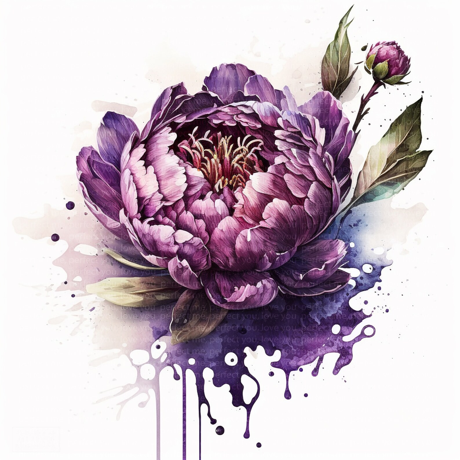12 Purple Peony Clipart, Purple Peony Bouquet, Flowers Clipart, High ...