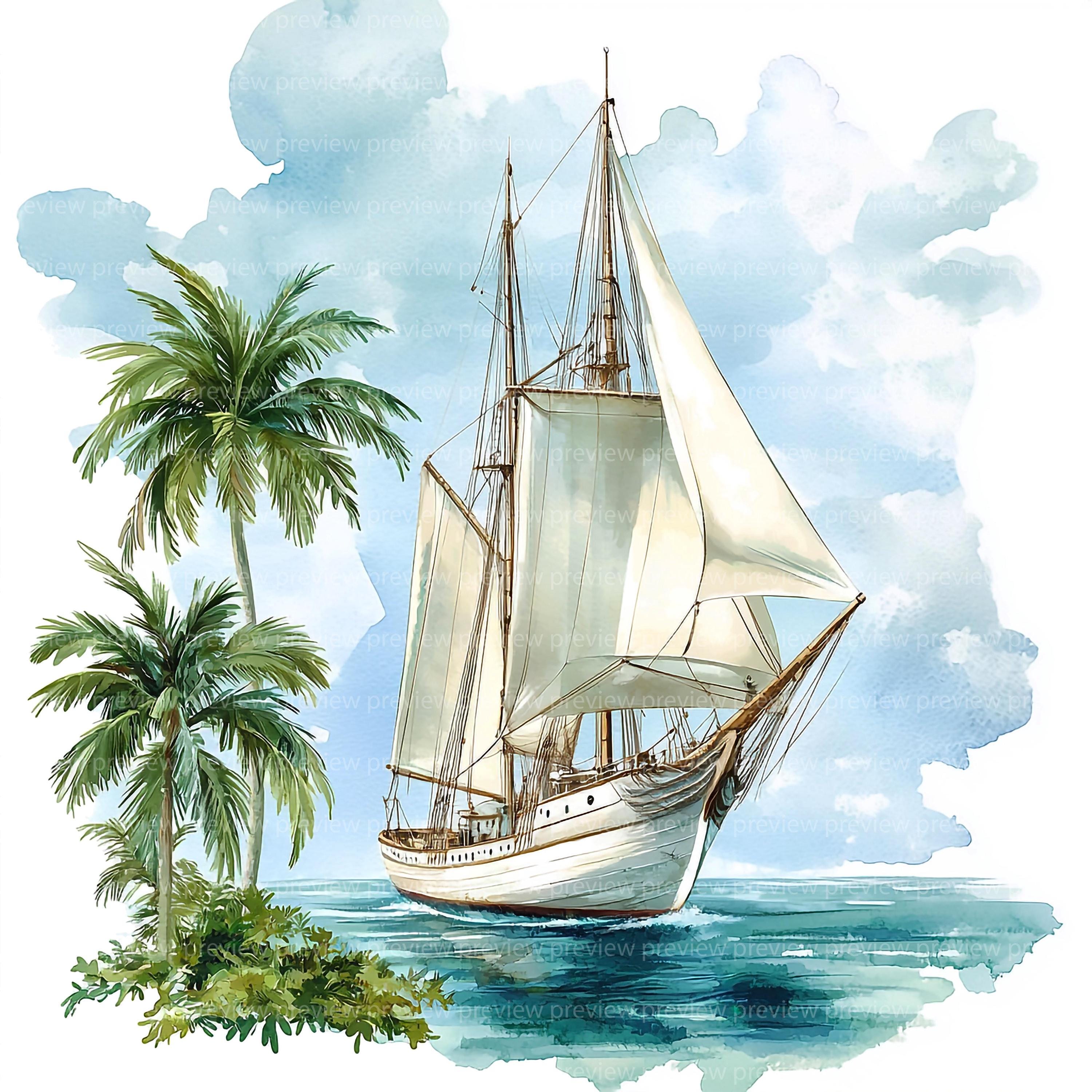 12 Sailing Ship Clipart | Nautical Summer Breeze Art | Ocean Schooner ...