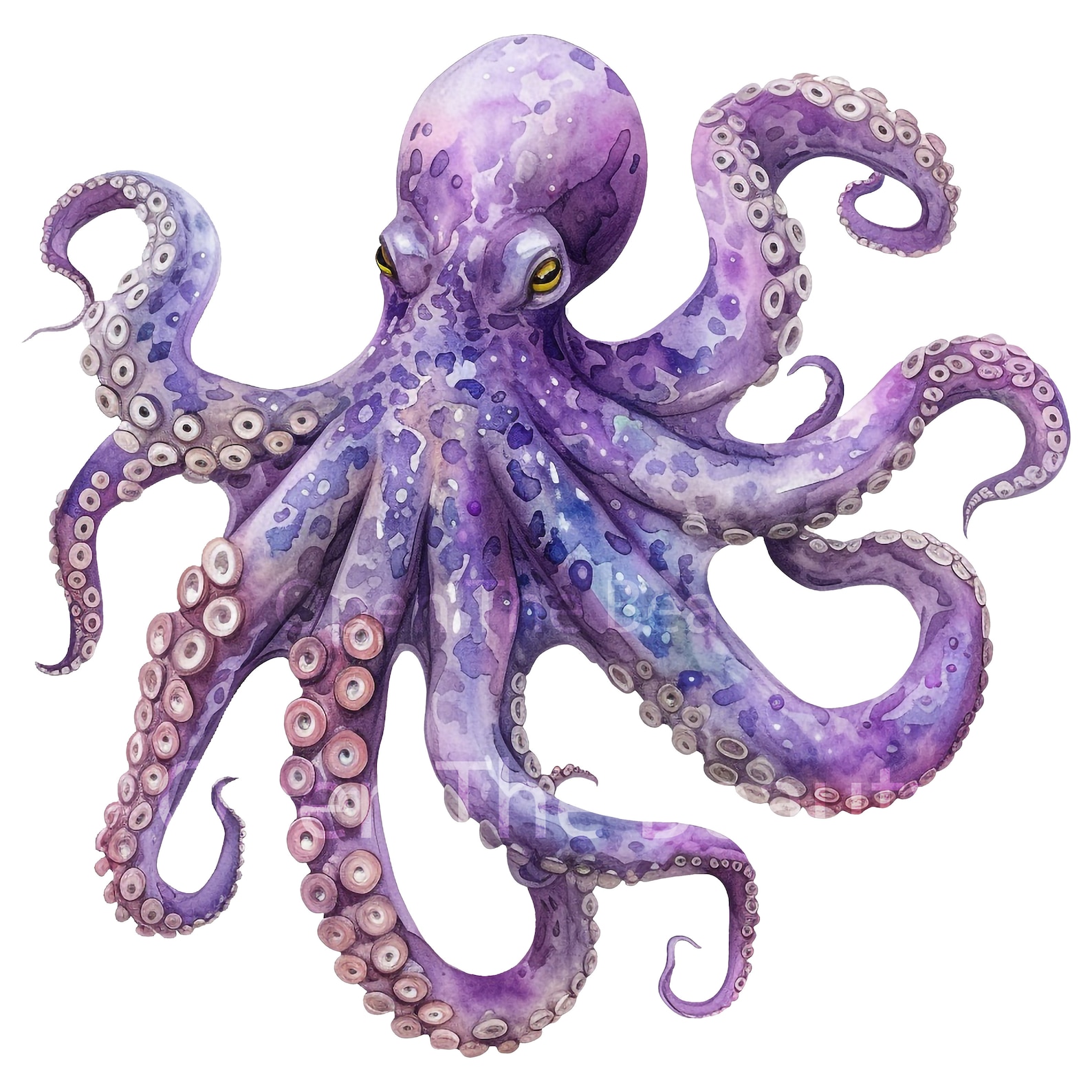 12 Watercolor Octopus Clipart | Ocean Animal Art (jpgs, Commercial Use ...