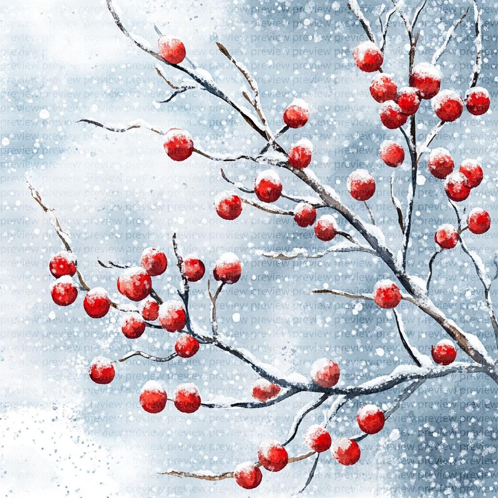 14 Watercolor Frozen Berries Clipart | Winter Holiday Graphics (jpgs ...