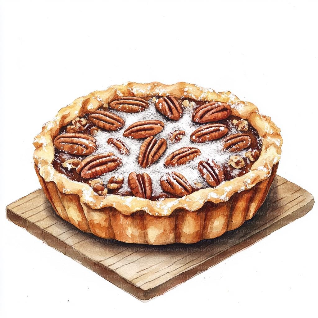 Watercolor Pecan Pie Clipart: Recipe Card & Planner Graphics (12 Jpgs ...