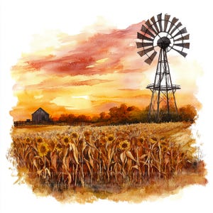 Autumn Farm Watercolor Clipart: Fall Harvest Illustrations (12 Jpgs ...