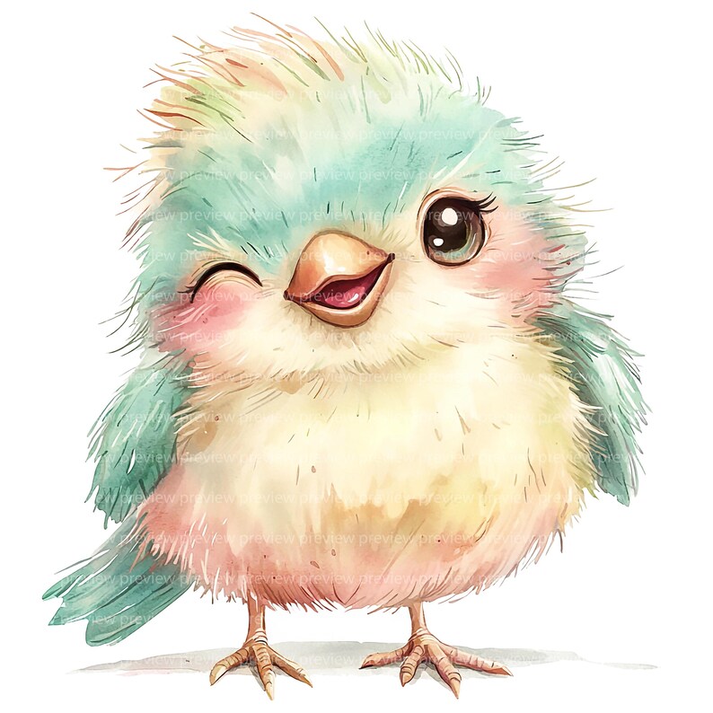 12 Pastel Bird Clipart | Whimsical Watercolor Animal Art | Soft Tone ...