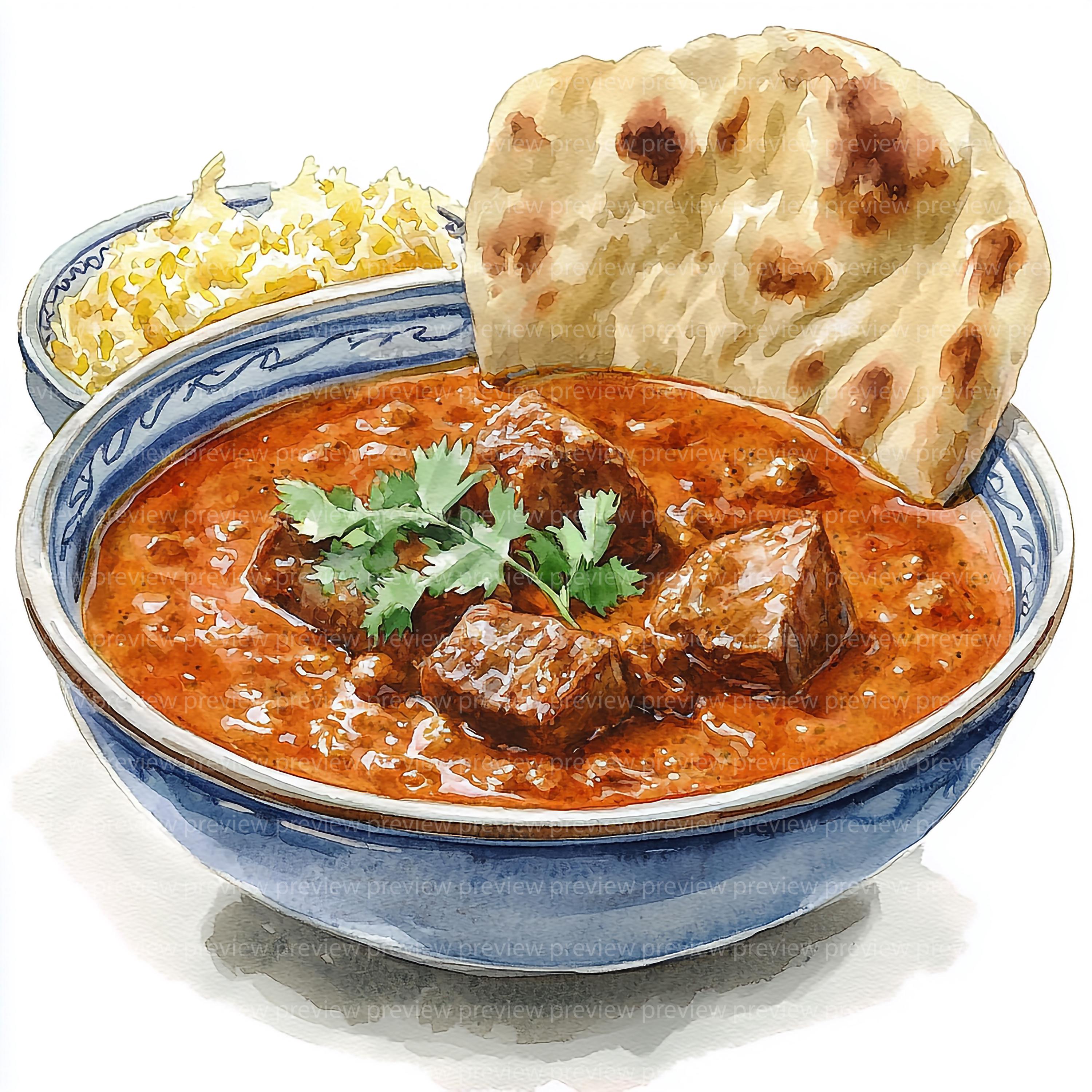 12 Indian Food Clipart, Indian Cuisine Clipart, Watercolor Clipart for ...