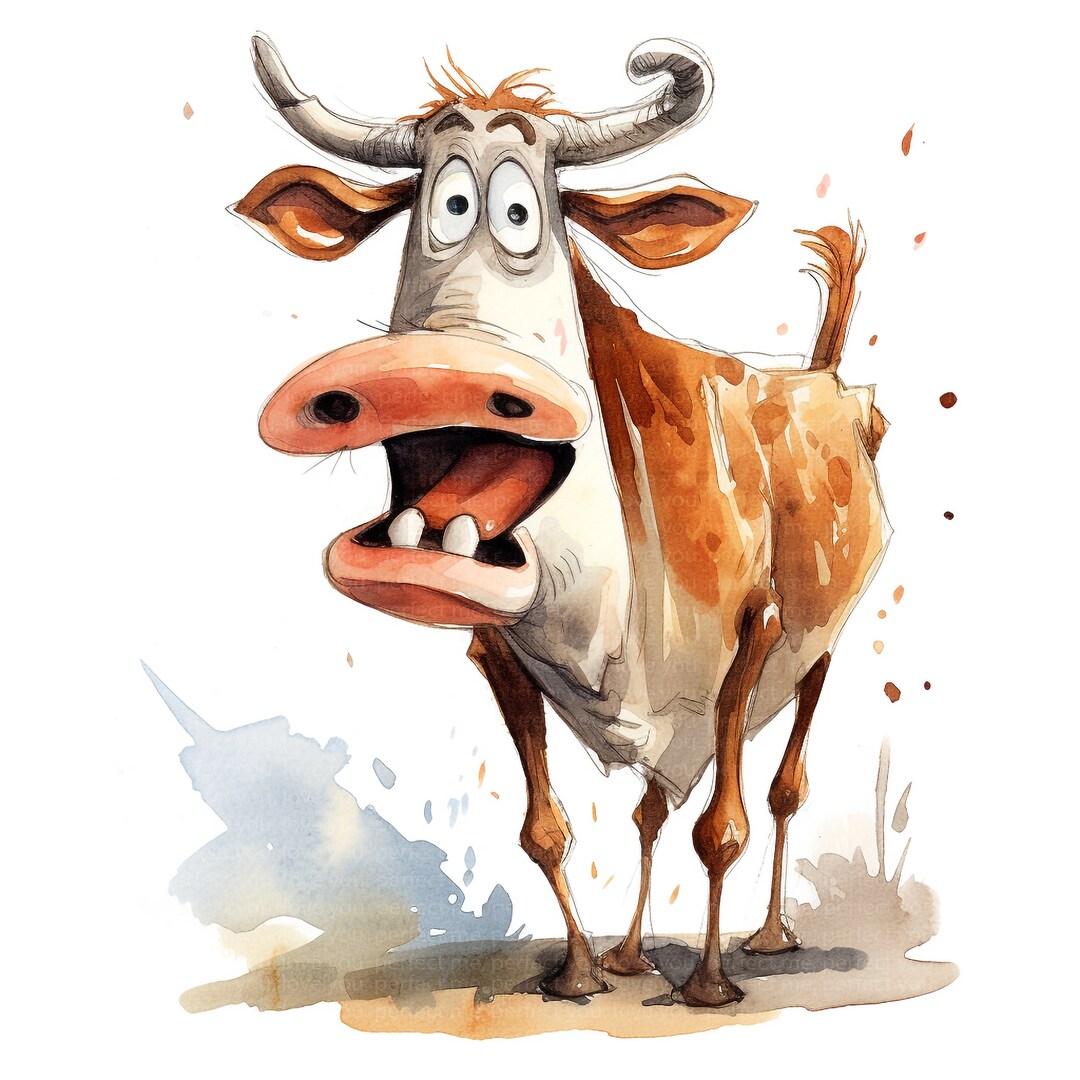 12 Cute and Funny Cow Clipart, Quirky Cow, Animal Clipart, Funny Animal ...
