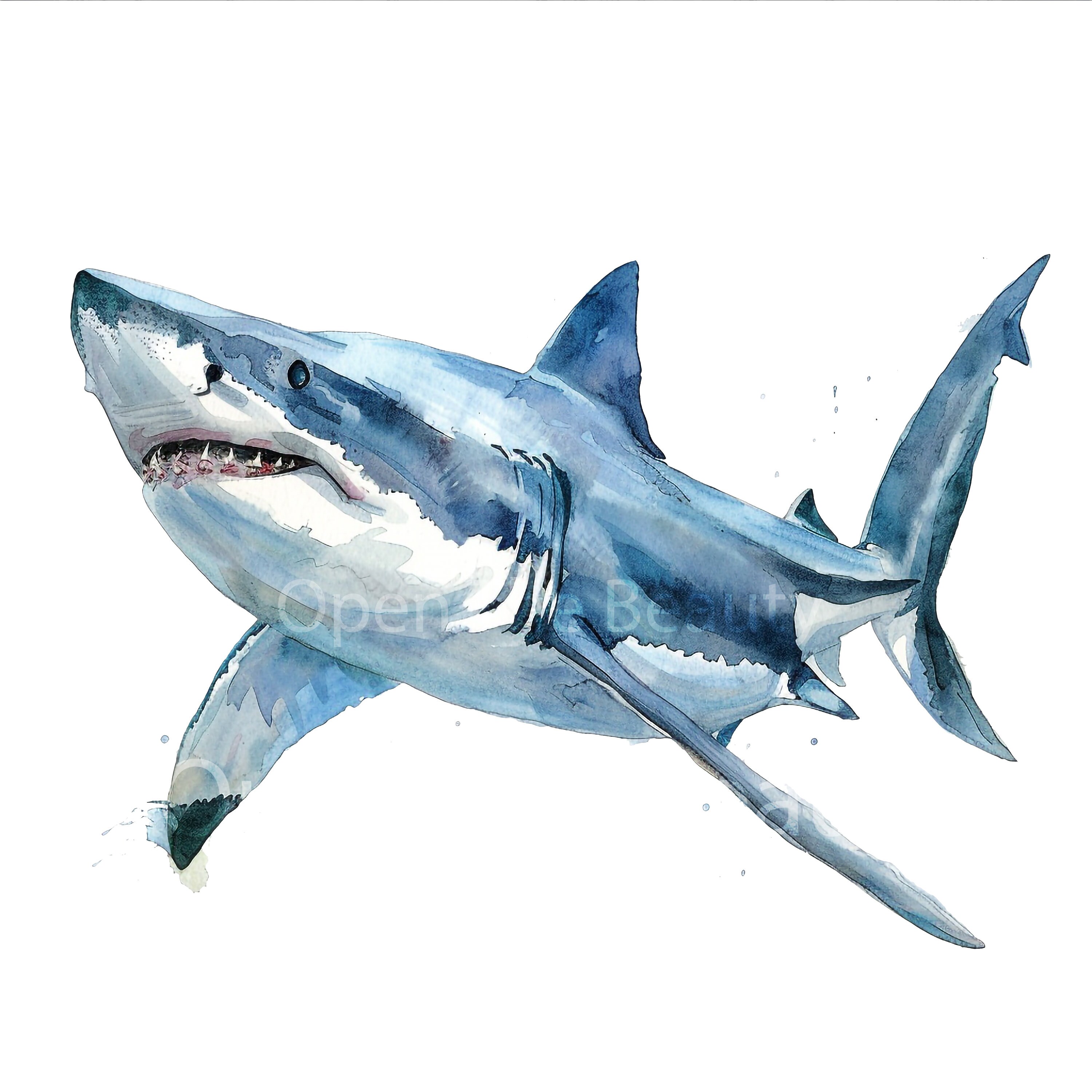 Shark Watercolor Clipart Shark Clipart Ocean Clipart Shark PNG 300 DPI ...