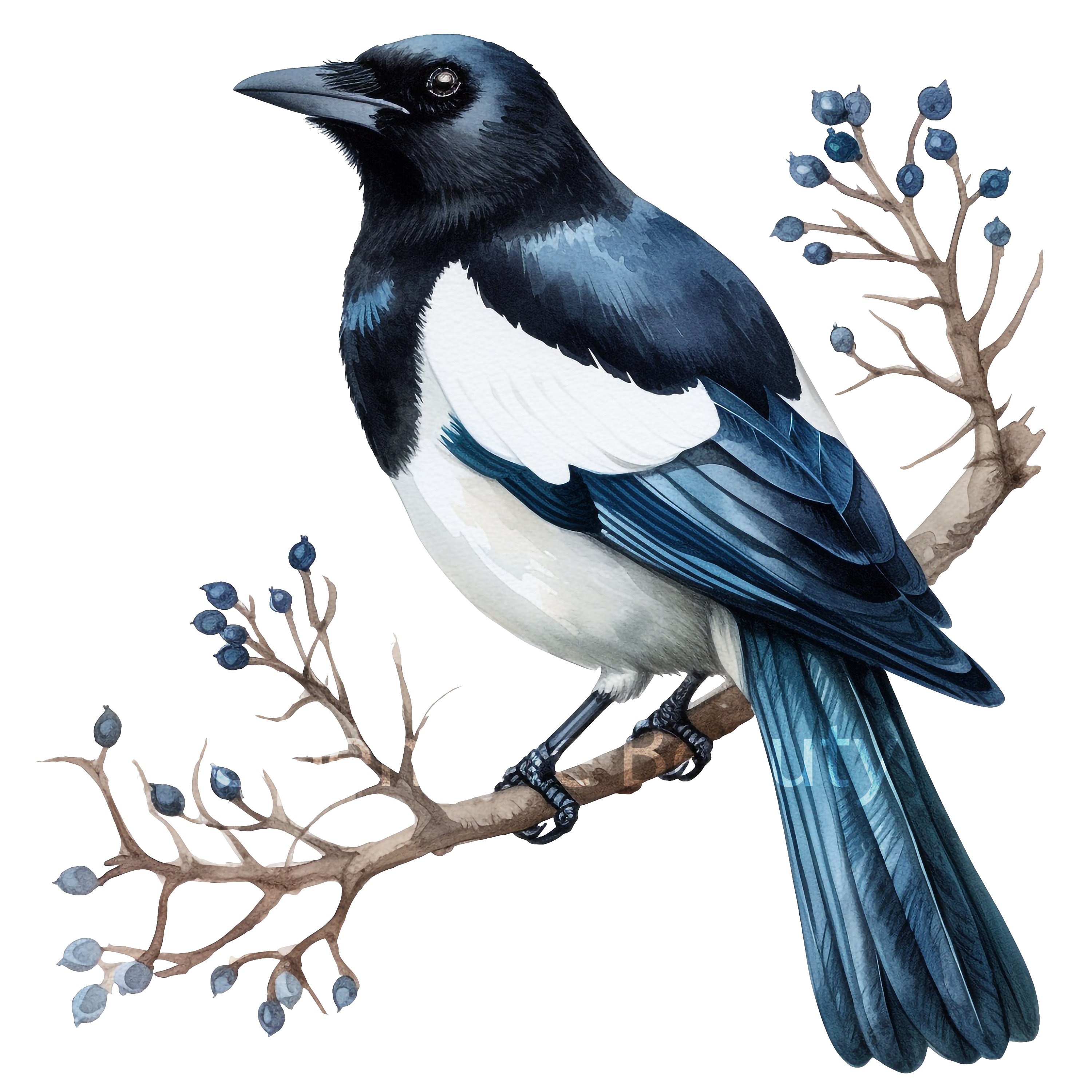 Magpie Watercolor Clipart Magpie Clipart Bird Clipart Magpie PNG 300 ...