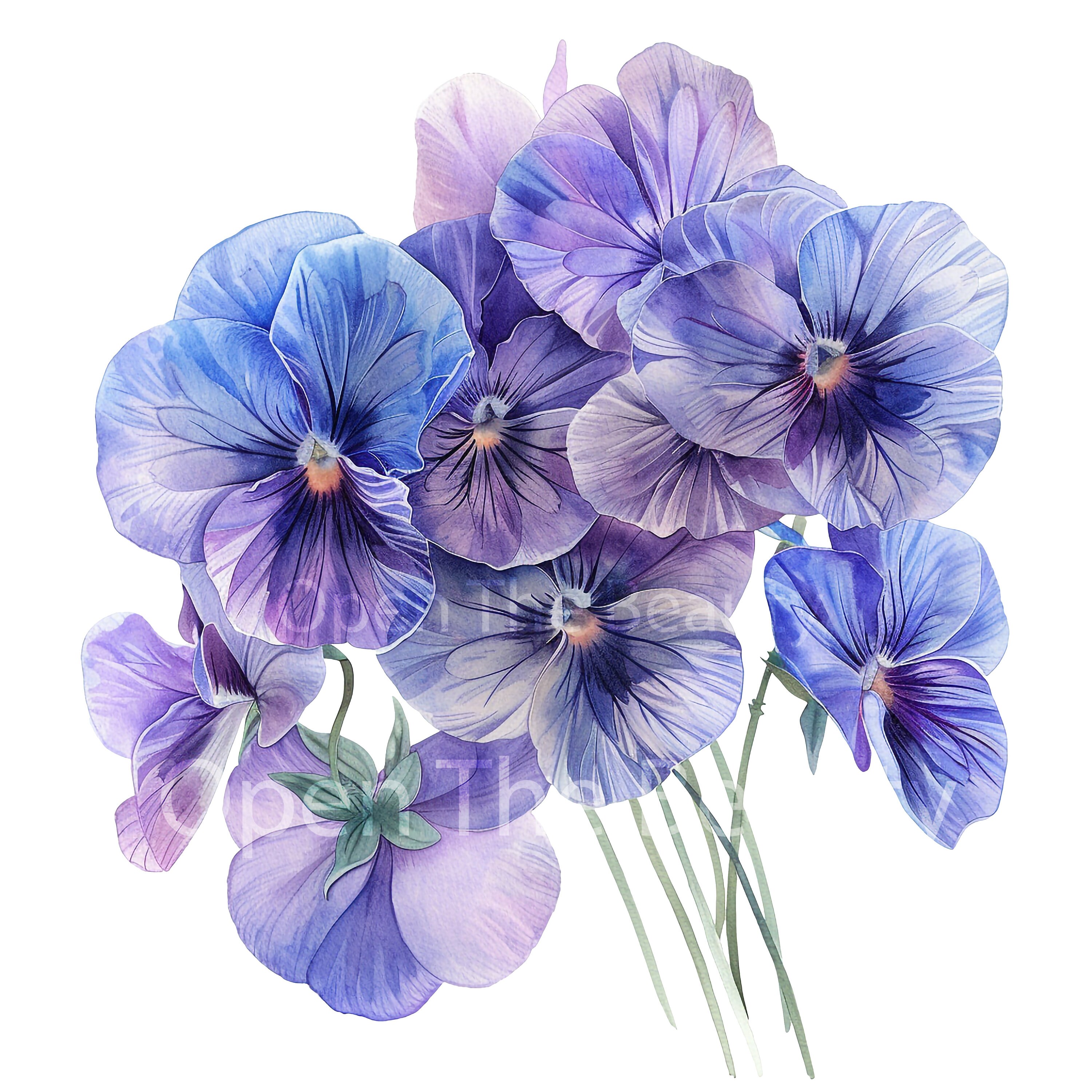 Violet Flowers Watercolor Clipart Violet Flowers Clipart Violet Flowers ...