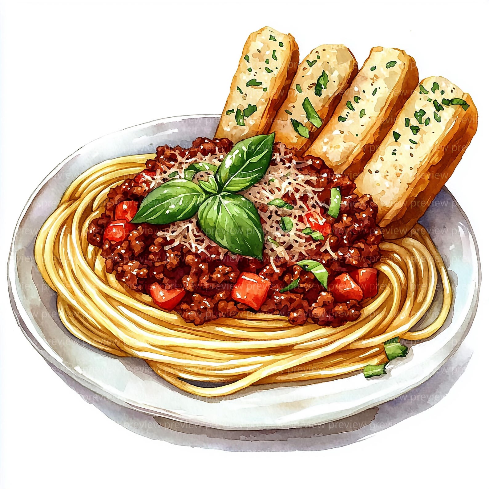 12 Italian Pasta Watercolor Clipart: Food Illustration (digital ...