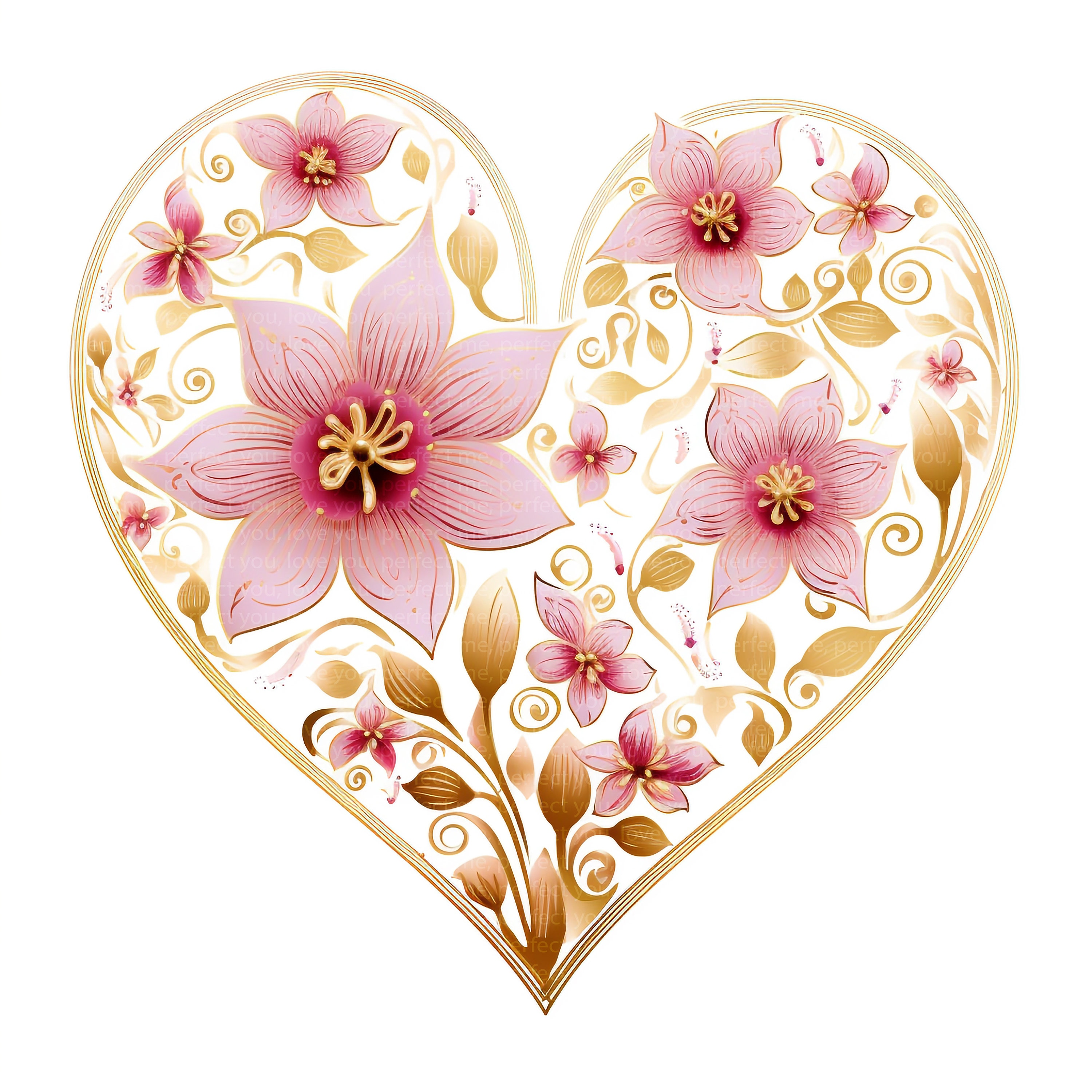 12 Floral Heart Clipart, Pink Flowers Clipart, Flowers Clipart, High ...