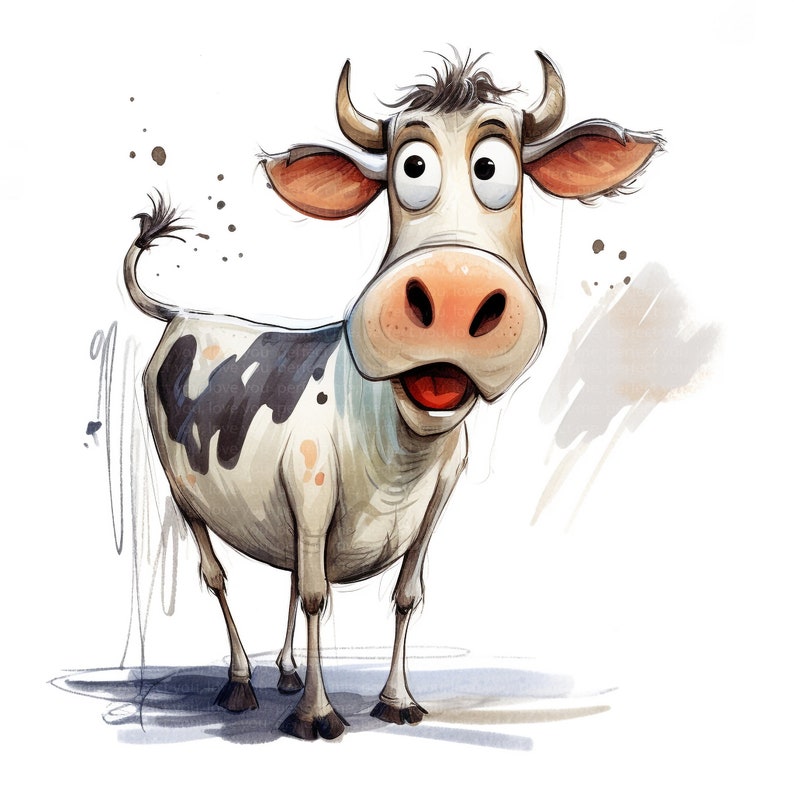 12 Cute and Funny Cow Clipart, Quirky Cow, Animal Clipart, Funny Animal ...