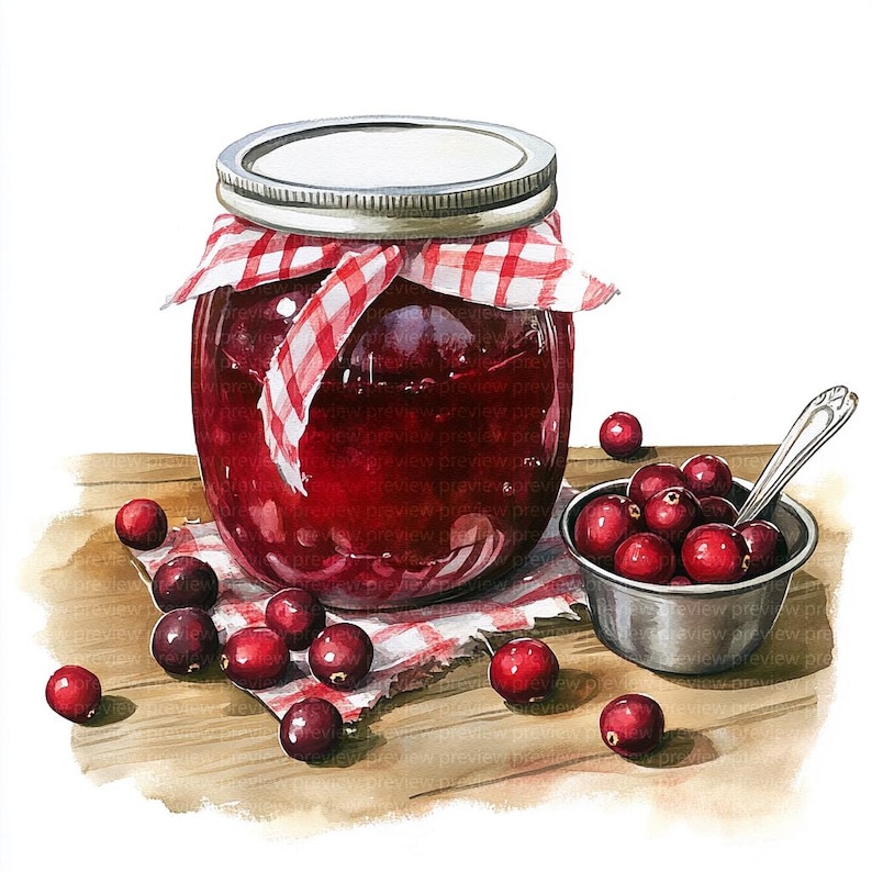 Watercolor Cranberry Sauce Clipart 14 High Resolution Jpgs for Recipe ...