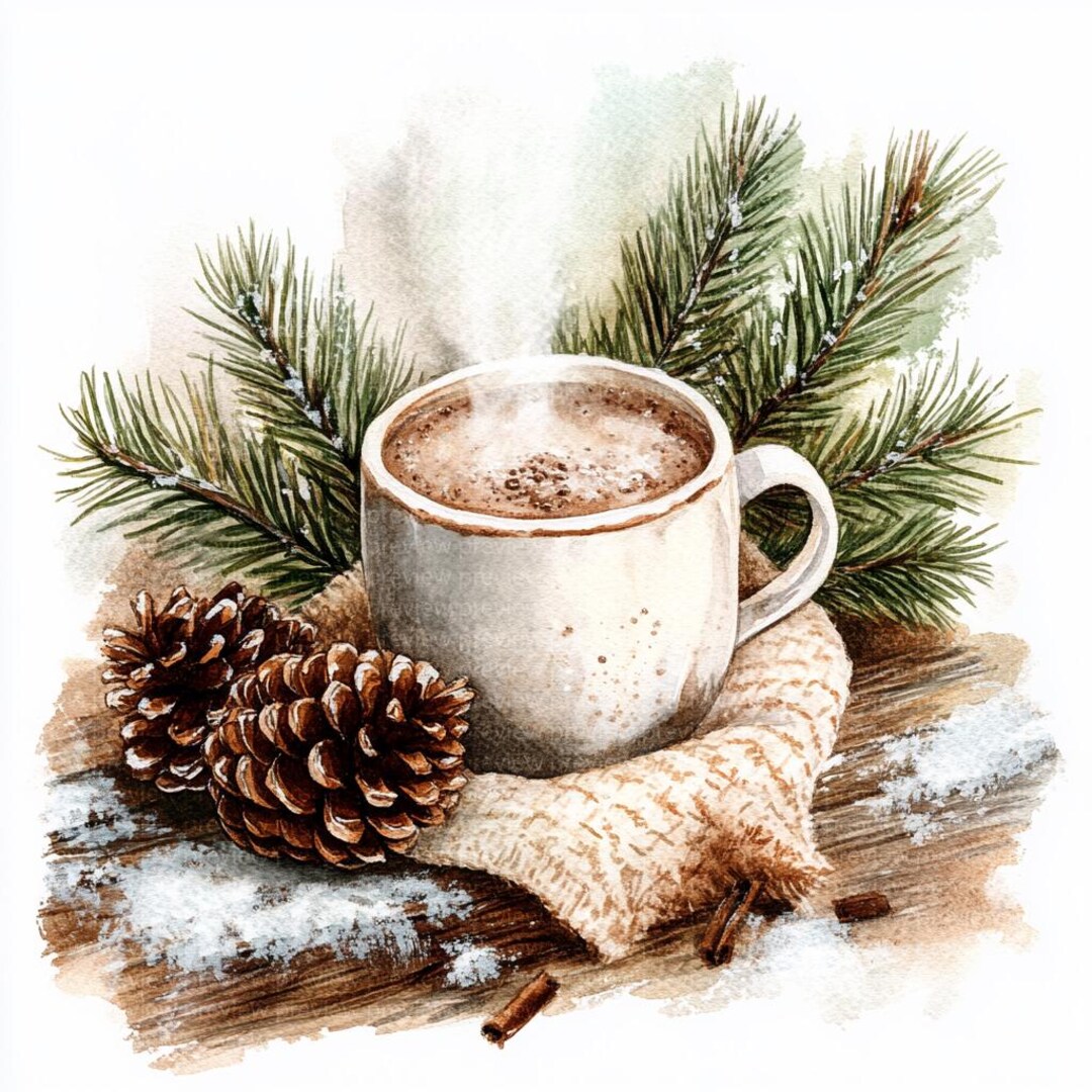 Watercolor Hot Chocolate Clipart 15 High Resolution Jpgs for Recipe ...