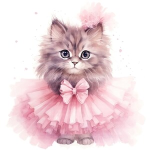 Cute Kitten Clipart in Tutu Dress | 12 High-res Jpgs for Digital ...