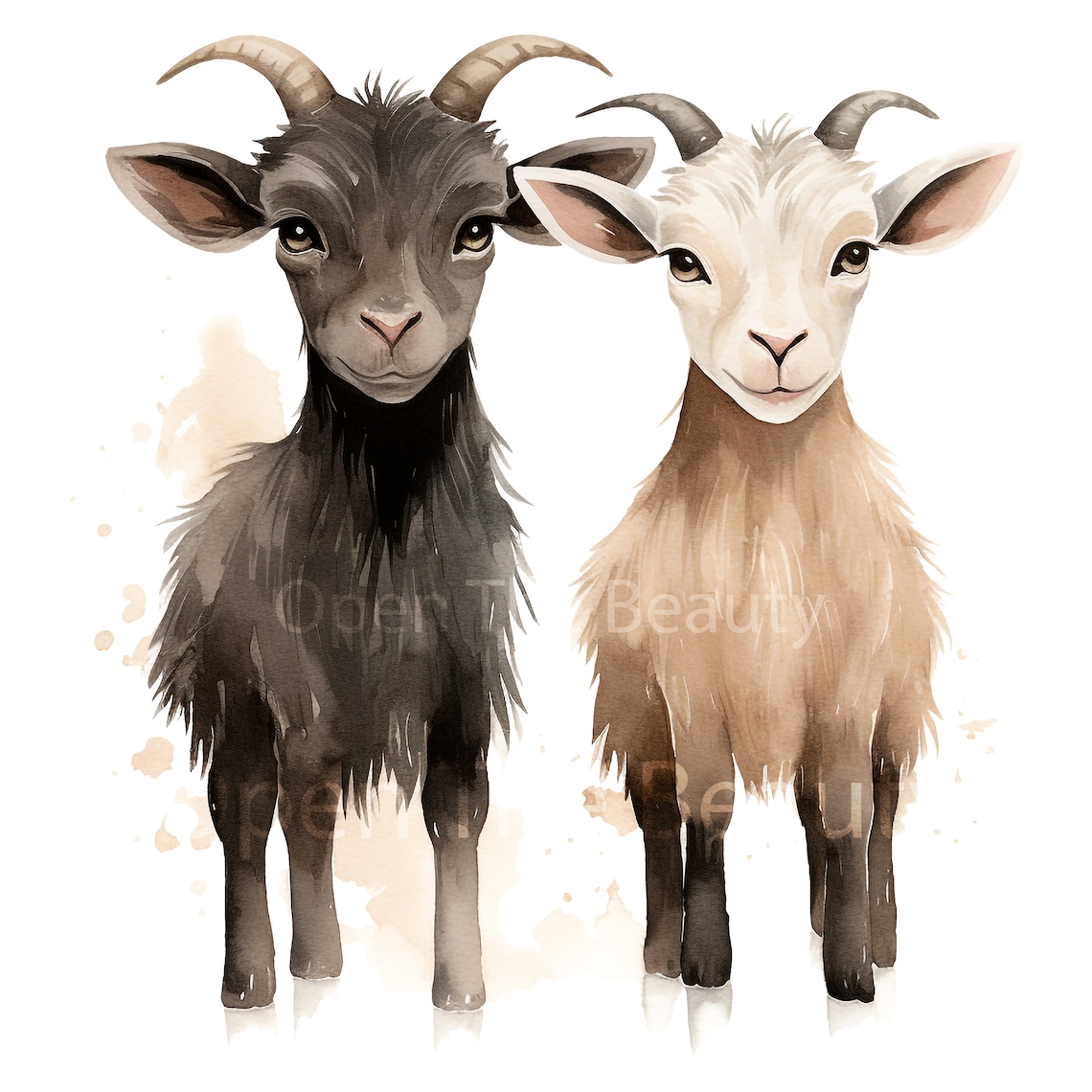 12 Watercolor Baby Goat Clipart | Farm Animal Botanical Art | Kid Goat ...