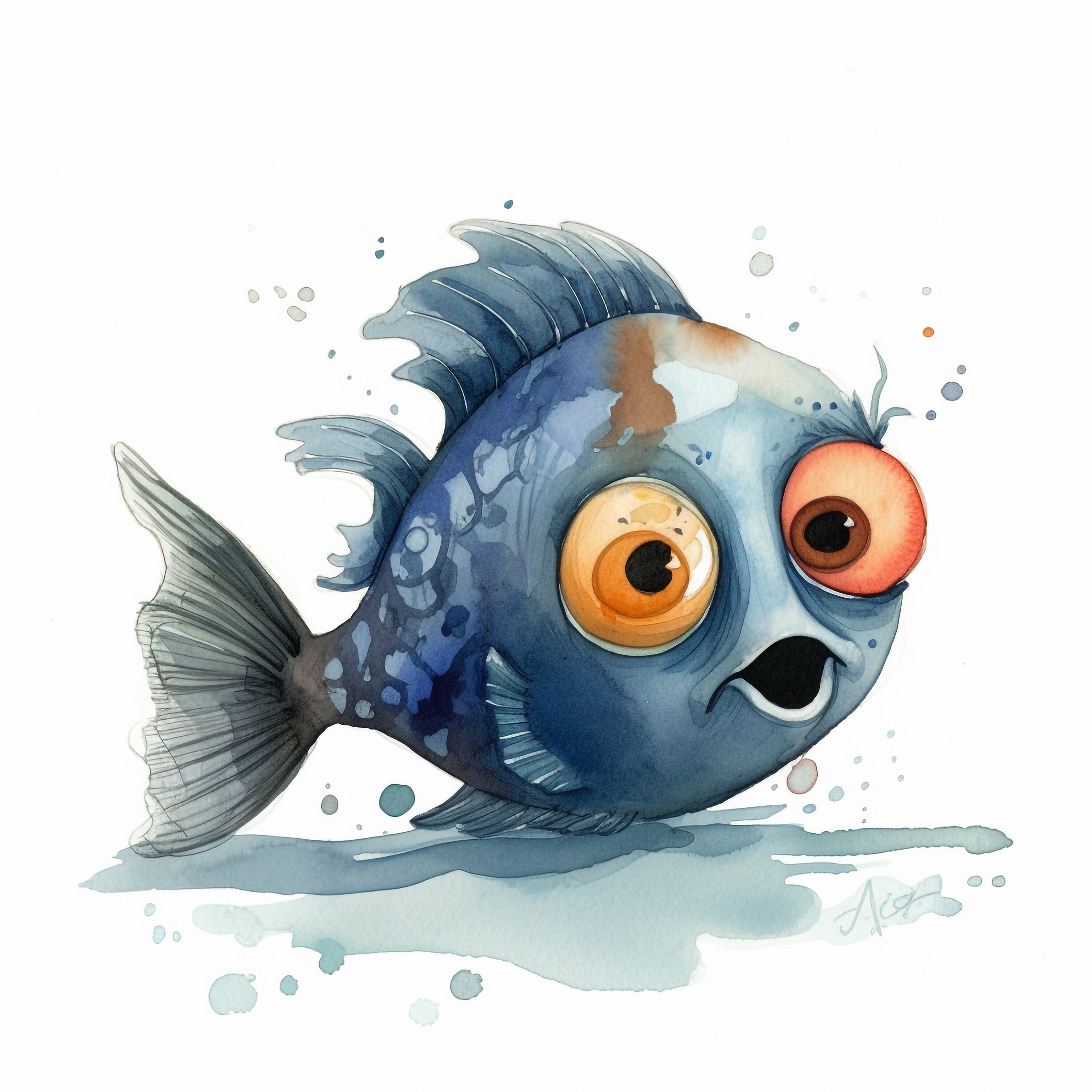 Funny Fish Clipart: Quirky Animal Designs for Planner & Mug (13 High ...