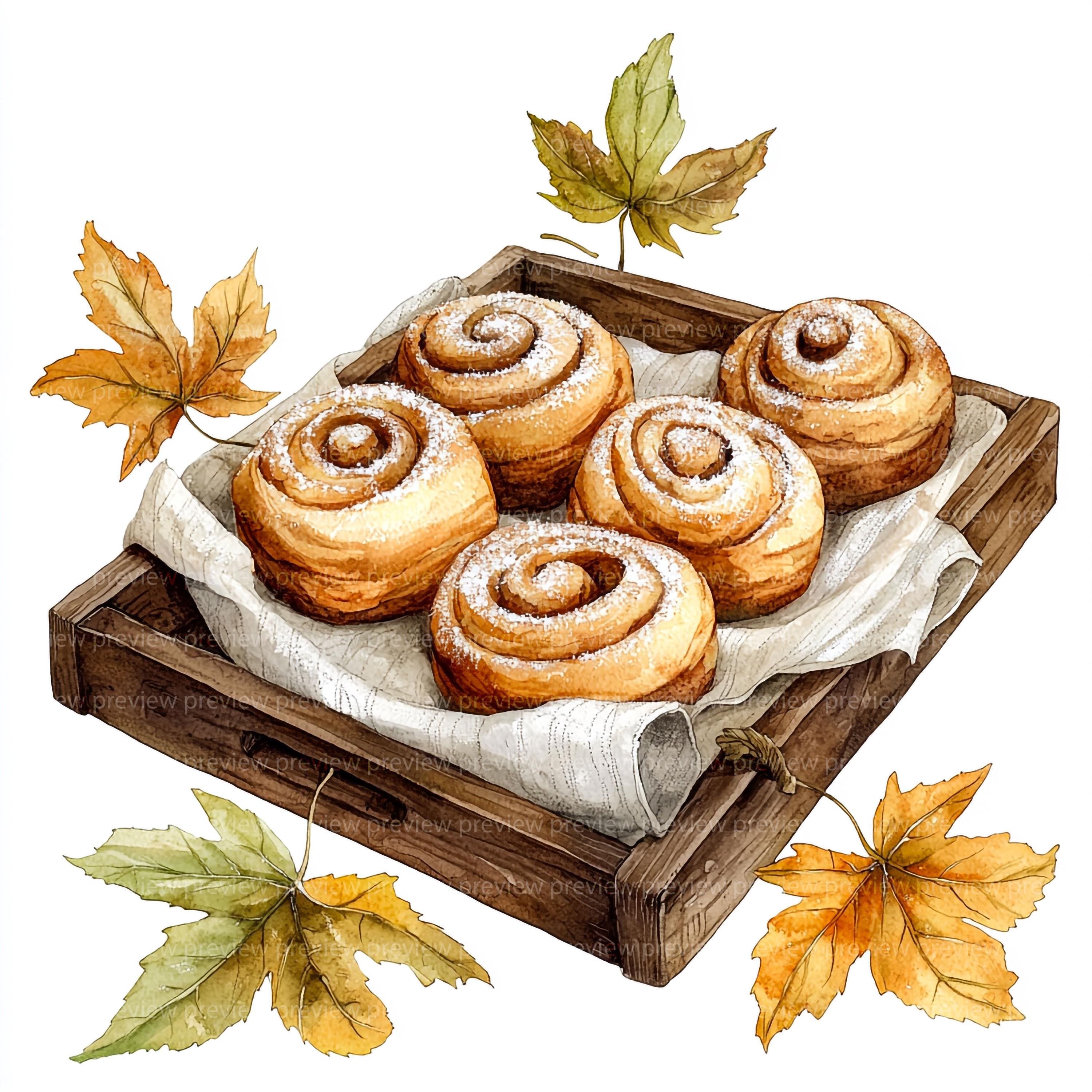 Autumn Food Watercolor Clipart: Fall Harvest Illustrations (12 Jpgs ...