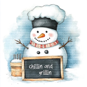 Snowman as Chef With Chalkboard | 16 High Resolution Jpgs for Winter ...