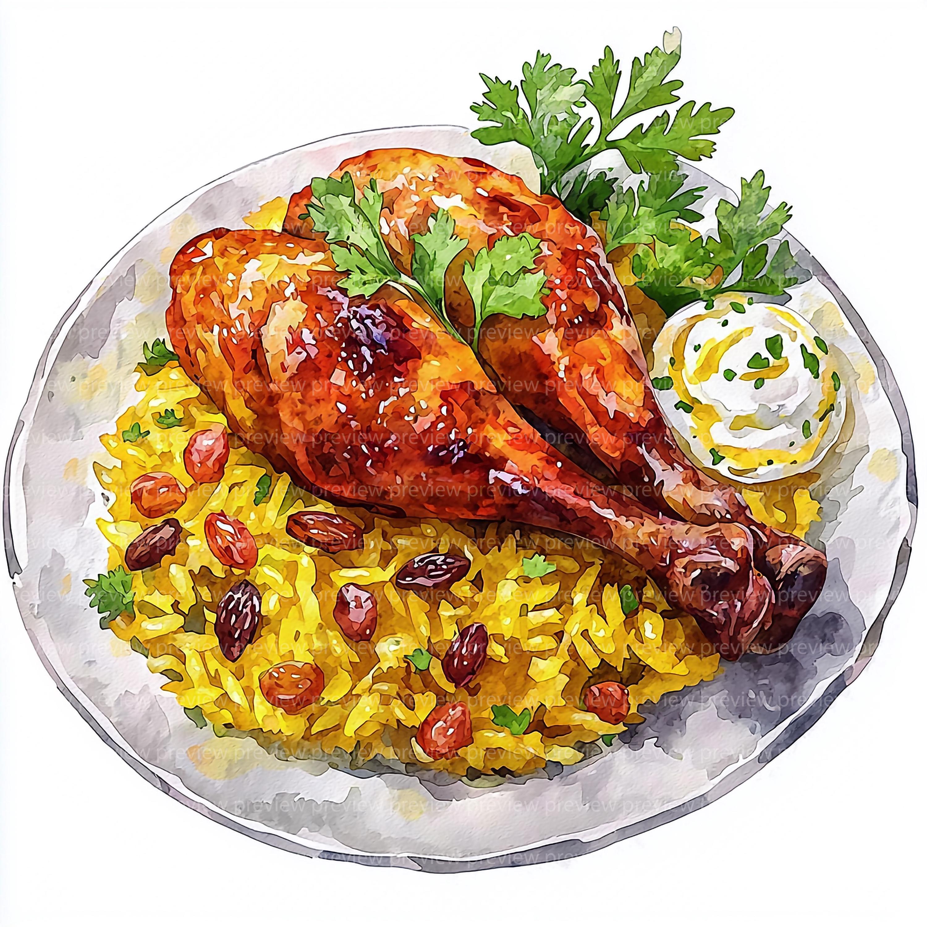 Arabian Food Clipart: Middle East Cuisine, Watercolor Art (12 Jpgs ...