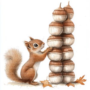 12 Squirrel With Acorns Clipart, Cute Squirrel Clipart, Watercolor ...