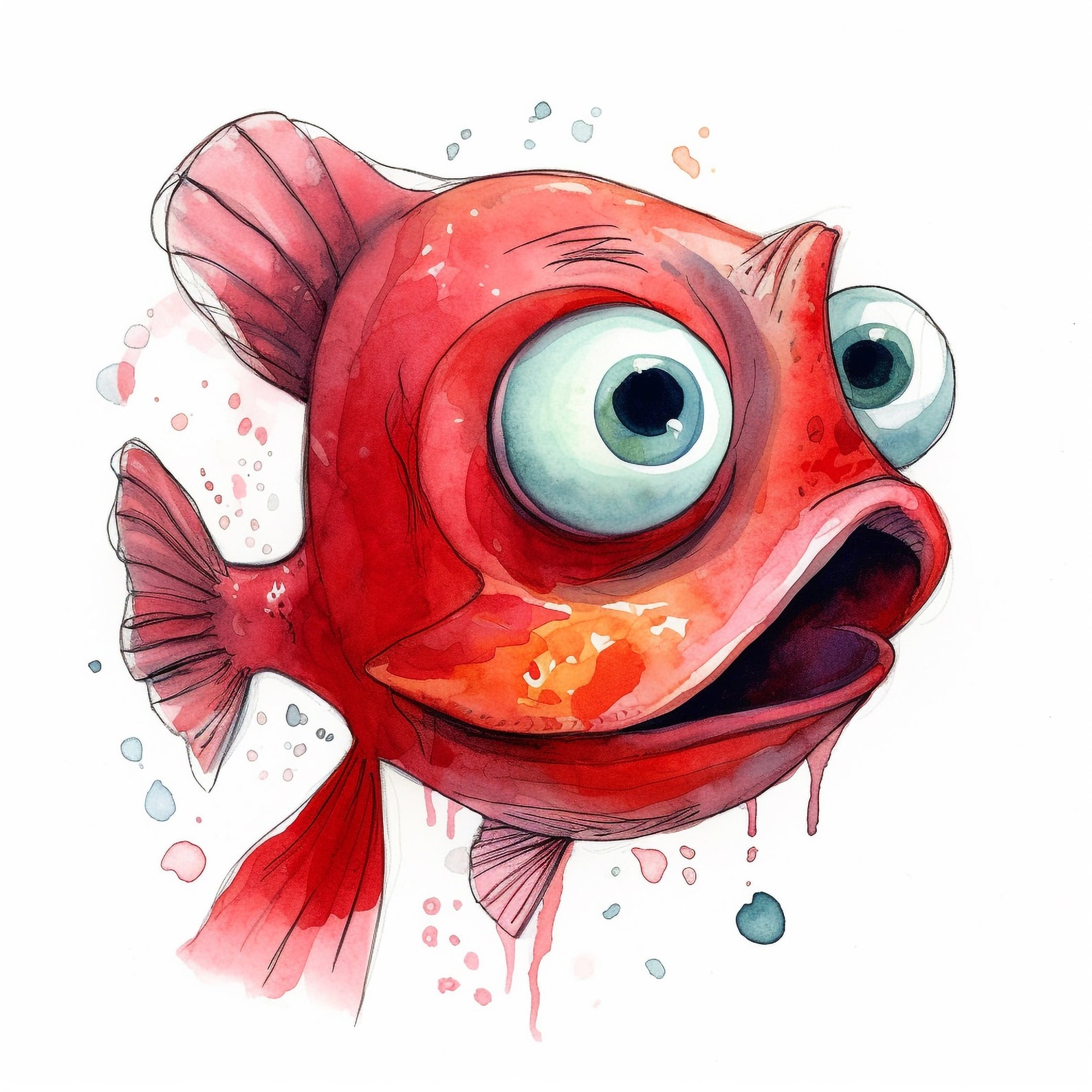 Funny Fish Clipart: Quirky Animal Designs for Planner & Mug (13 High ...