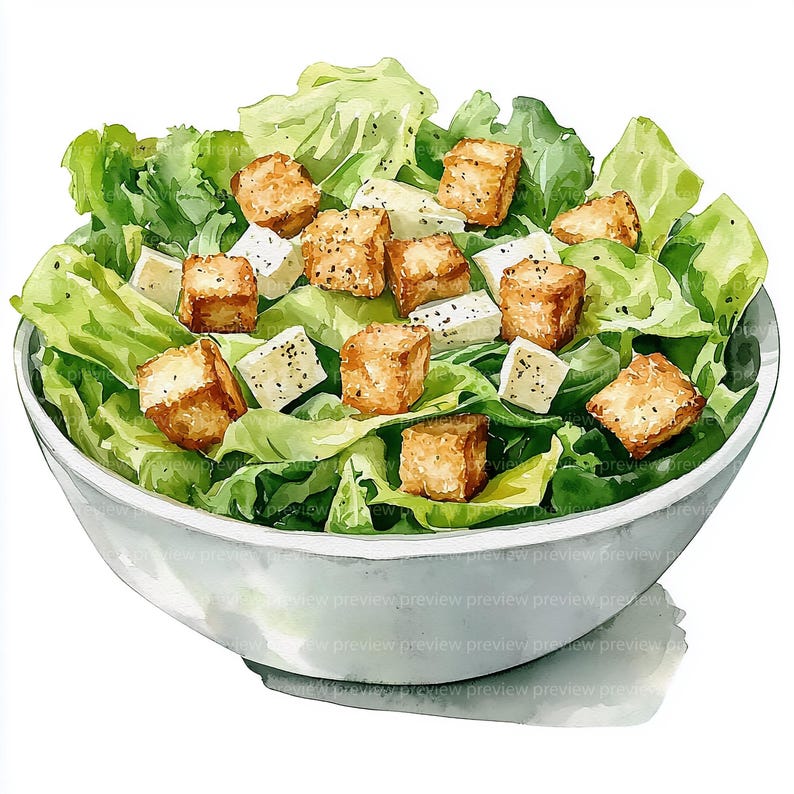 Watercolor Salad Clipart: Healthy Food Illustrations (12 Jpgs, Digital ...