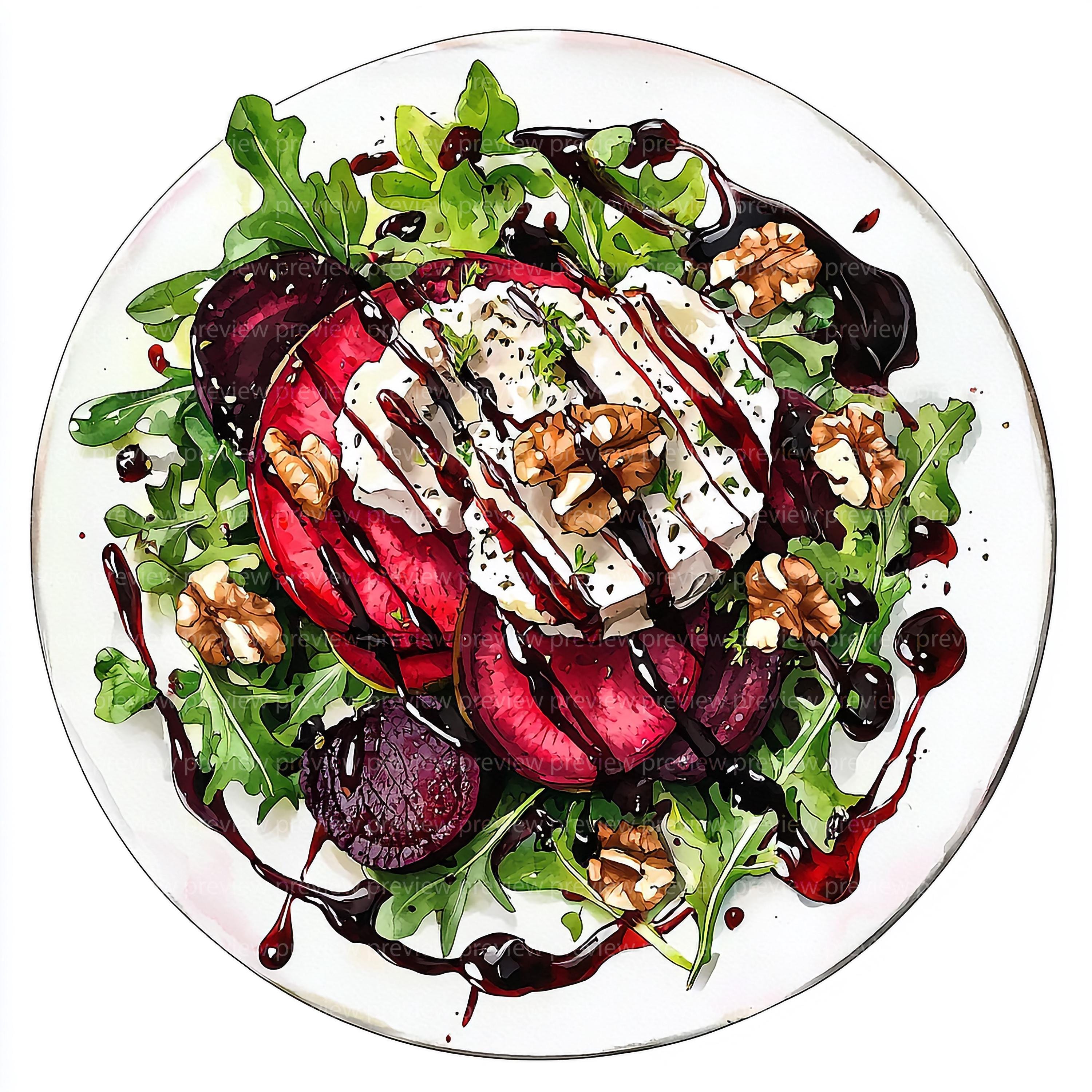 Watercolor Salad Clipart: Healthy Food Illustrations (12 Jpgs, Digital ...