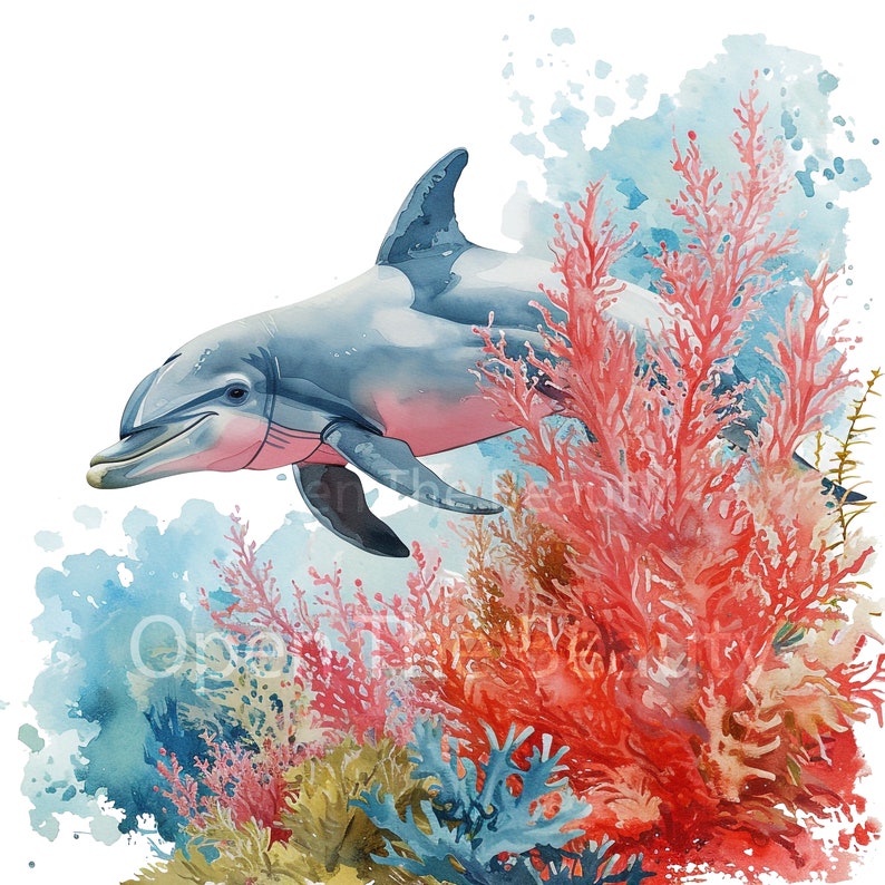 13 Dolphin Clipart | Ocean Animal Watercolor Art | Majestic Marine ...