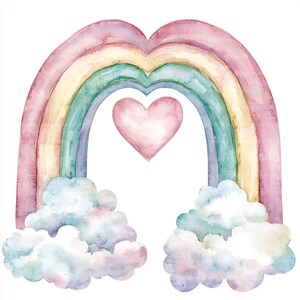 Heart Rainbow Clipart: Pastel Nursery Decor (jpgs, Digital Download ...
