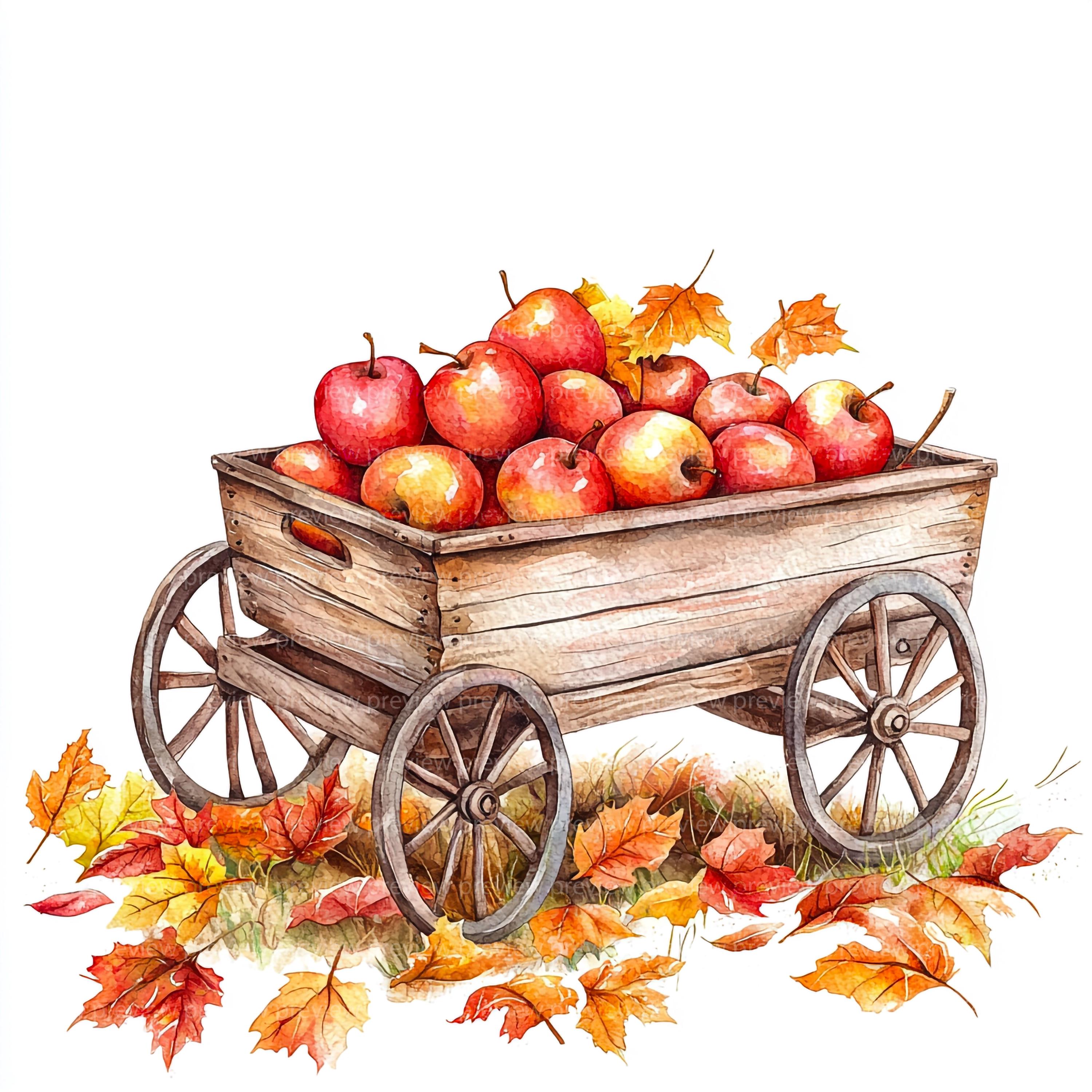 12 Autumn Apple Watercolor Clipart | Fall Fruit Botanical Art ...