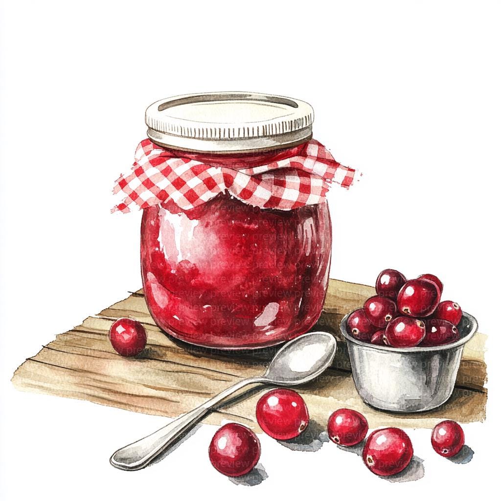 Watercolor Cranberry Sauce Clipart 14 High Resolution Jpgs for Recipe ...
