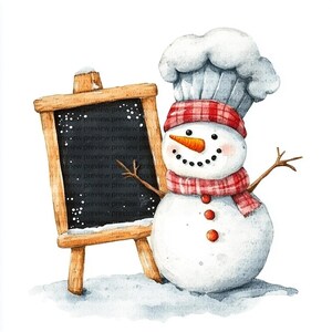 Snowman as Chef With Chalkboard | 16 High Resolution Jpgs for Winter ...