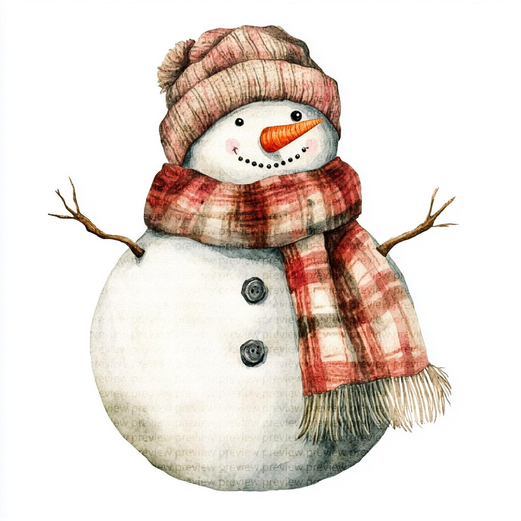 Snowman With Oversized Knitted Scarf Clipart 15 High Resolution Jpgs ...