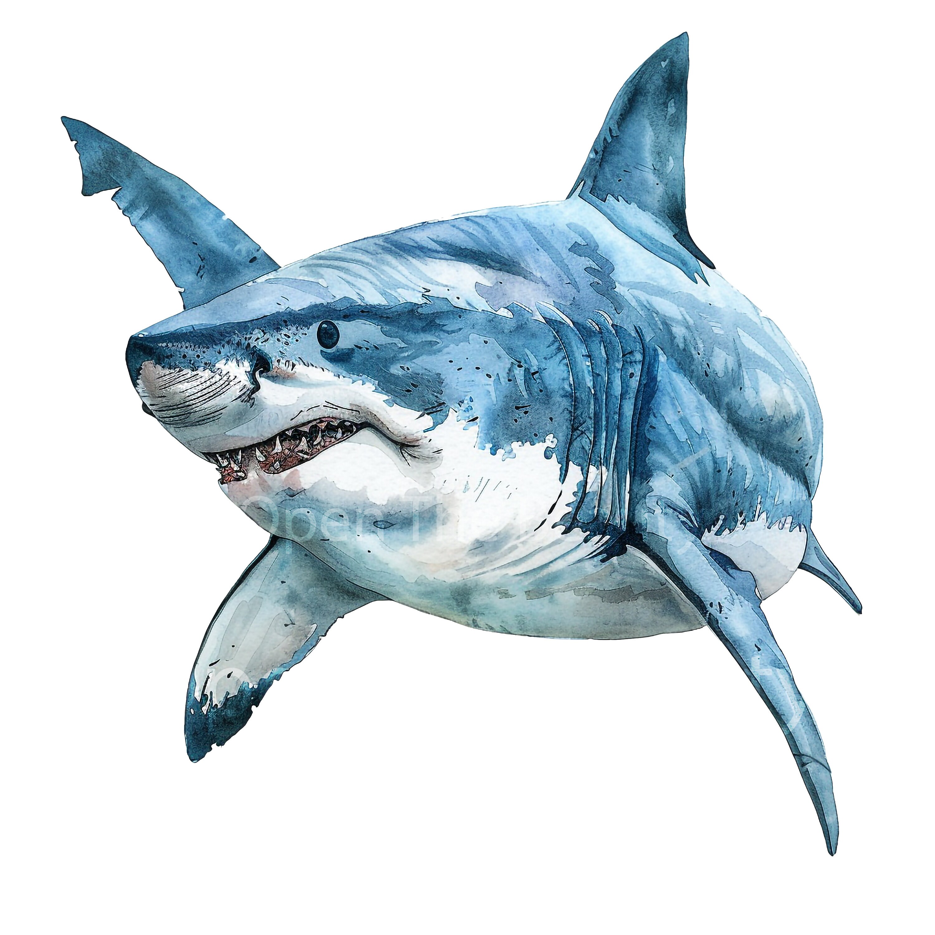 Shark Watercolor Clipart Shark Clipart Ocean Clipart Shark PNG 300 DPI ...