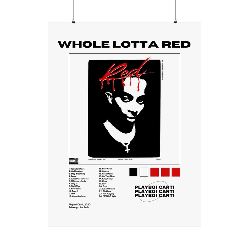 Whole Lotta Red Poster, Playboi Carti Poster, Poster Ideas, Wall Decor ...