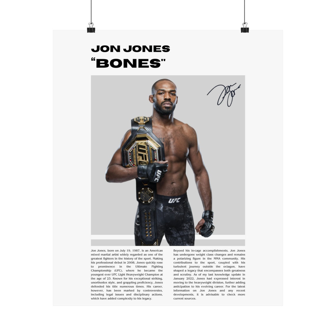 Jon Jones Poster, UFC Poster, Poster Ideas, Jon Bones Poster, Fighter ...