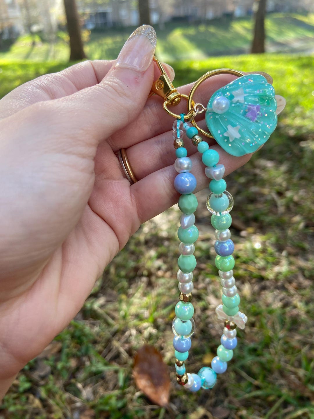 Y2K Beaded Keychain Landyard-90s Keychain-teal Keychain-bag Charm ...